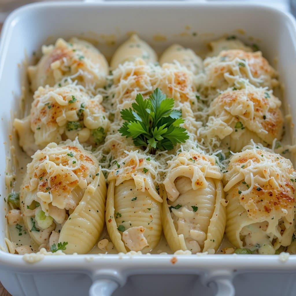 Creamy Chicken Broccoli Alfredo Stuffed Shells Recipe – A Delicious ...